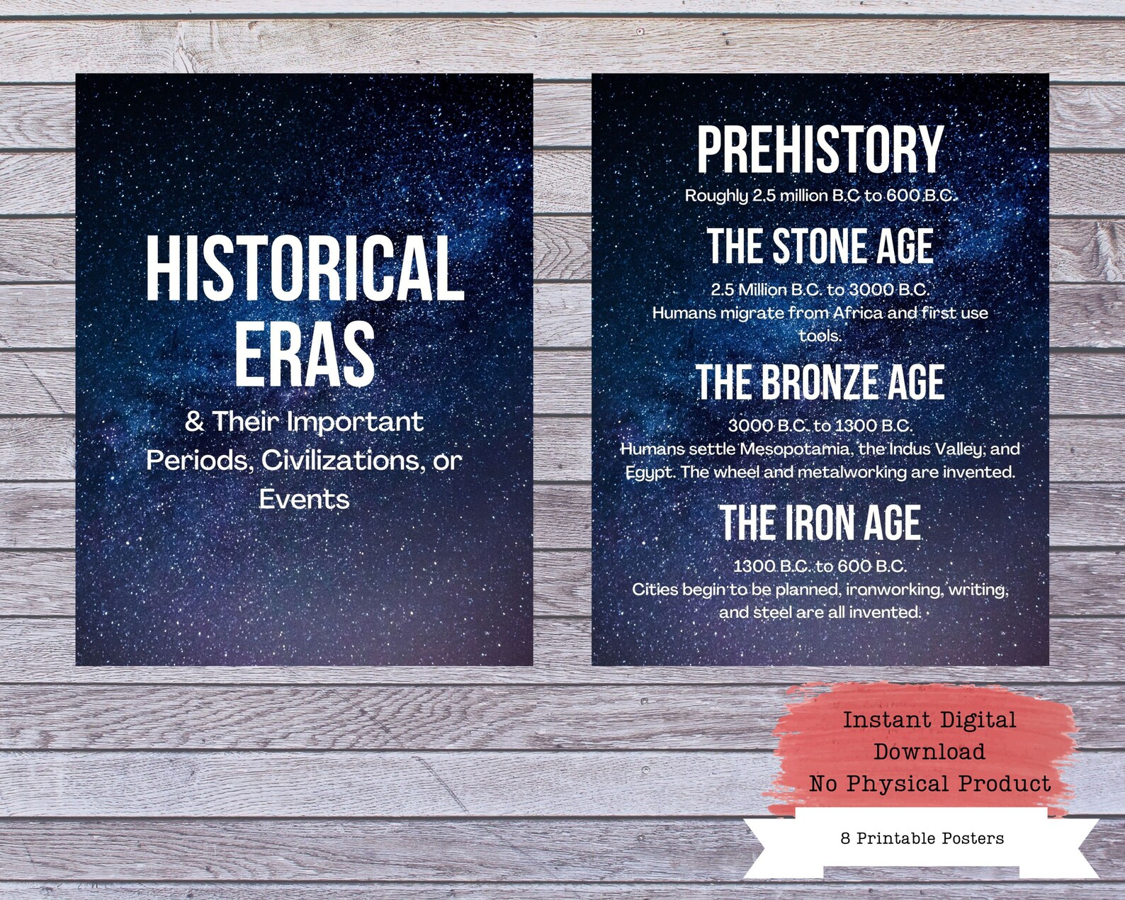 Historical Eras Printable Posters History Timeline World - Etsy
