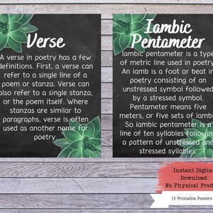 Poetry Terms Printable Poster Set, Literary Devices, Literature Poster ...