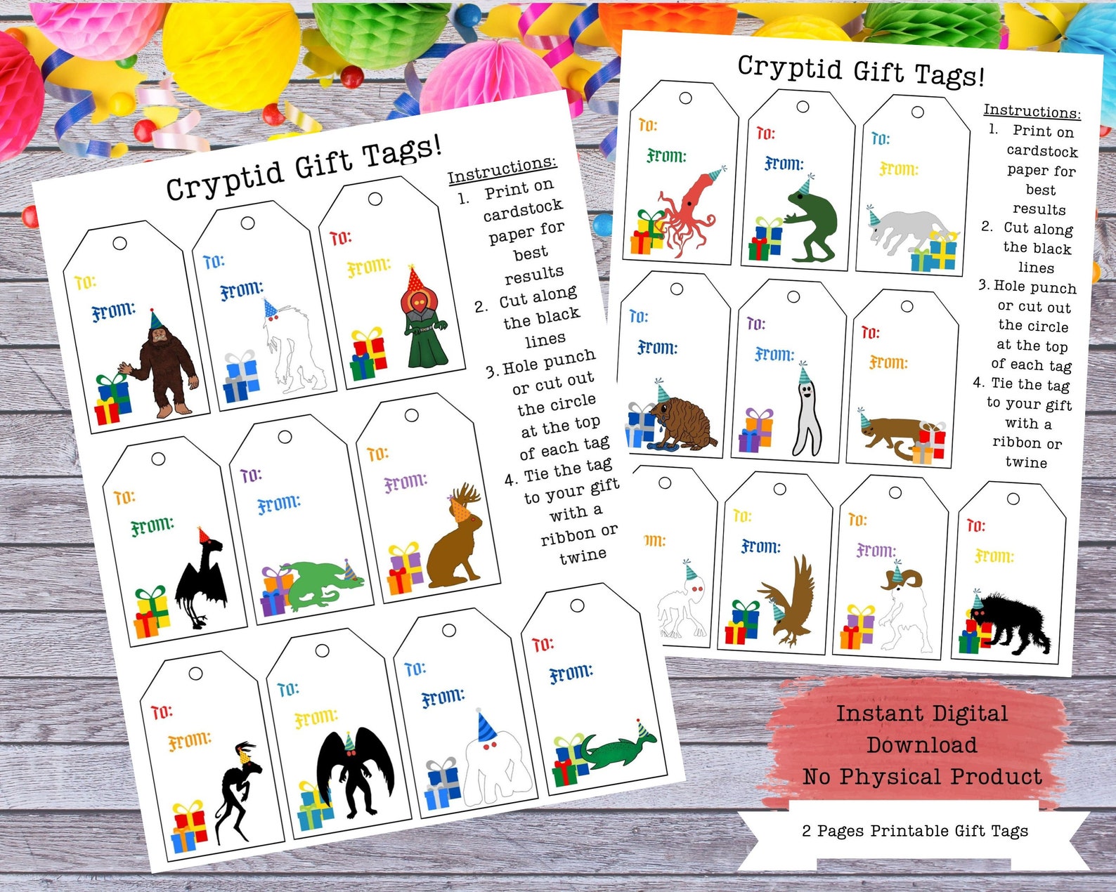 Cryptid Gift Tags Birthday Gift Tags Cryptid Core Cryptid - Etsy