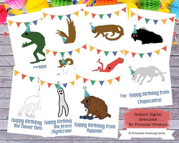 Cryptid Birthday Birthday Card Set Cryptid Hunter Weird - Etsy