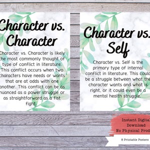 Conflict in Literature Printable Poster Set, Literary Posters ...