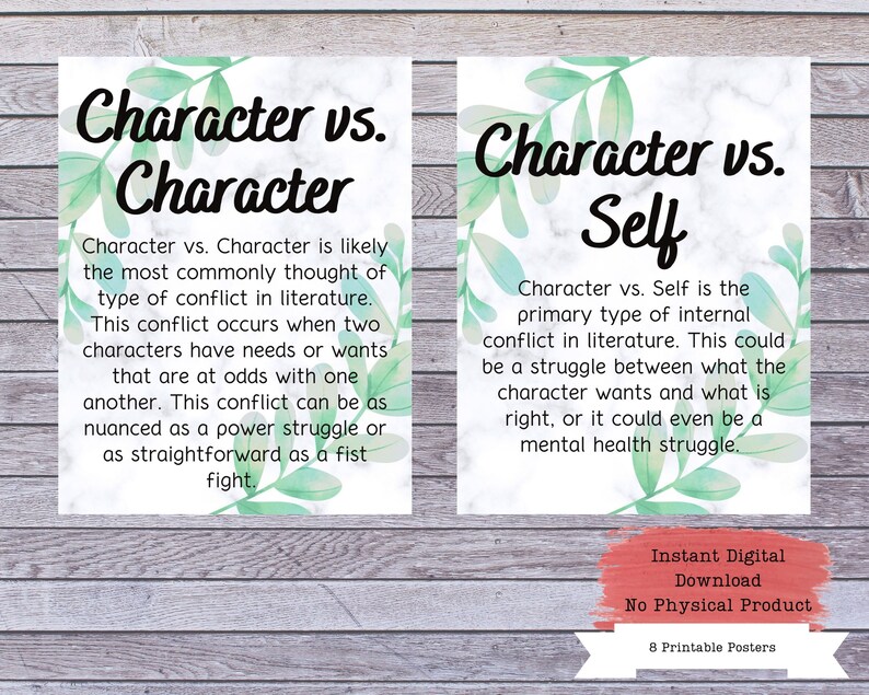 Conflict in Literature Printable Poster Set Literary Posters - Etsy