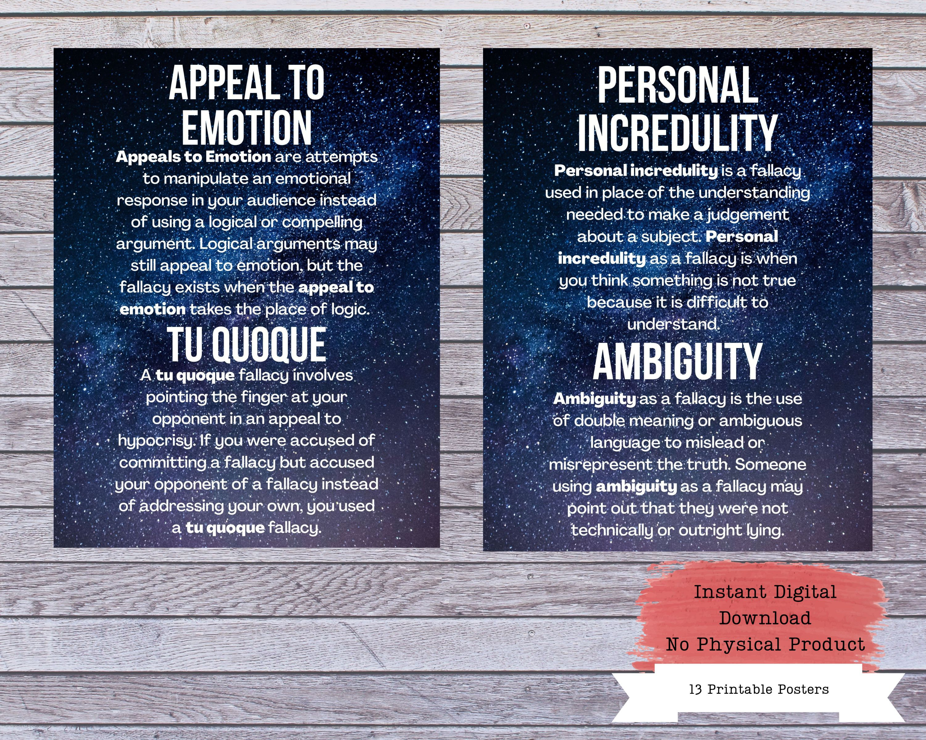 Logical Fallacies Printable Poster Set, Fallacies Posters, Debate Coach ...
