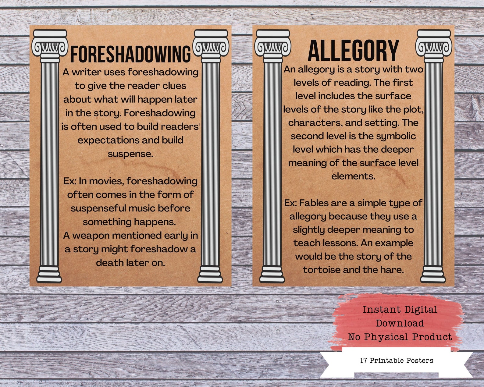 Printable Poster Set Literary Posters Literary Devices - Etsy