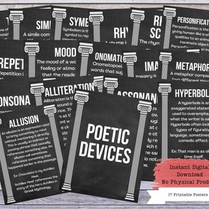 Poetry Printable Poster Set Literary Devices Literature - Etsy
