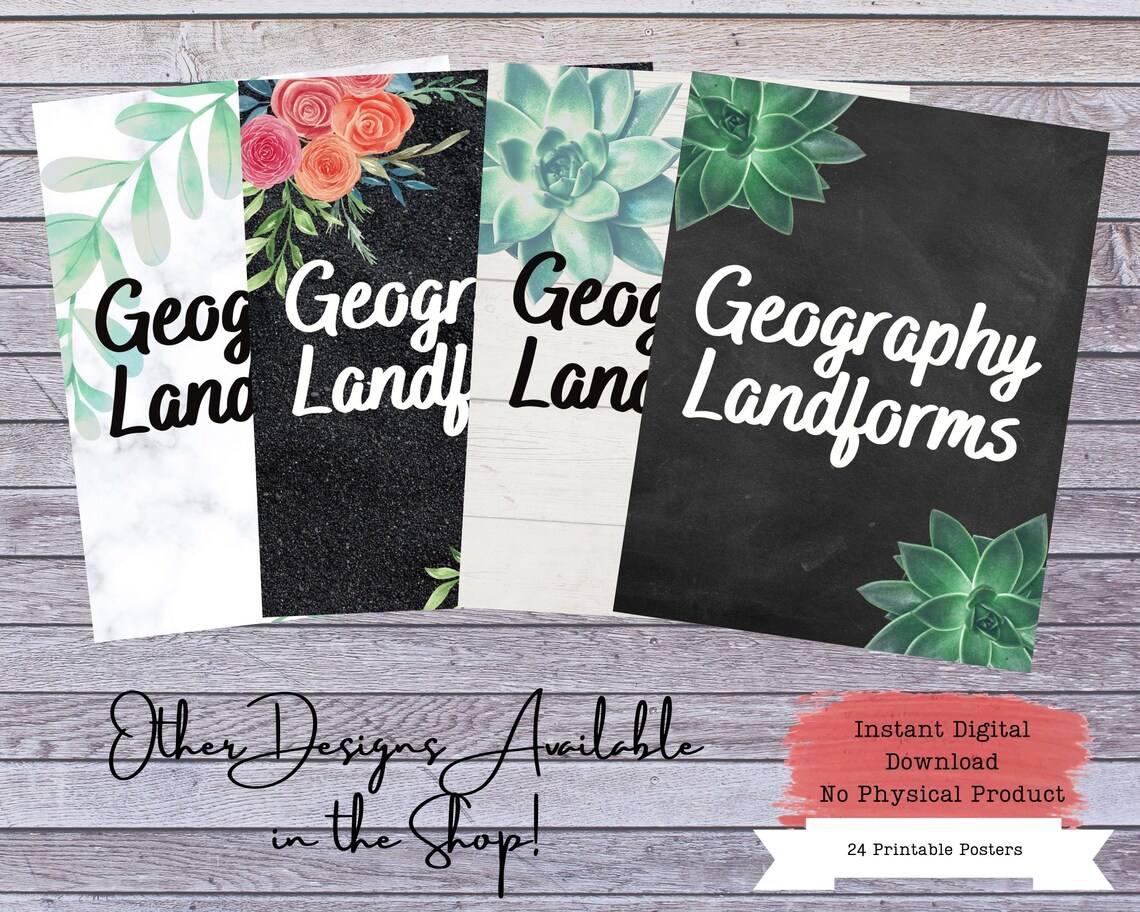 Geography Landforms Printable Poster Set Geography Classroom | Etsy