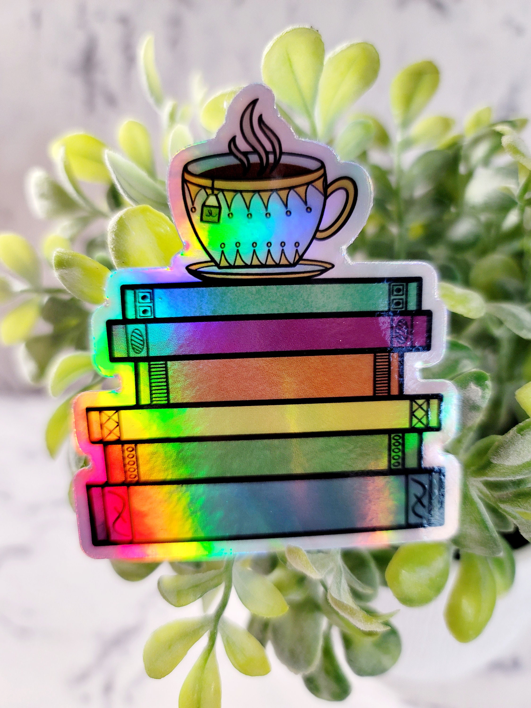 Book Stack Sticker Holographic Sticker Book Stickers | Etsy