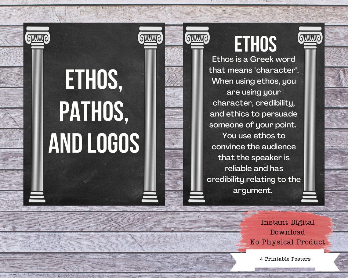 Ethos Pathos Logos Aristotle Poster Essay Writing Classroom - Etsy
