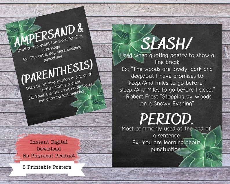 Printable ELA Poster, Punctuation Poster, English Teacher, Classroom ...