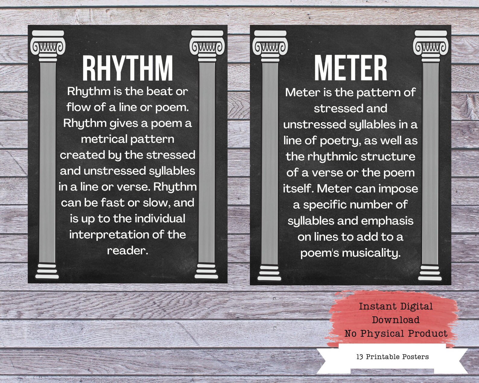 Poetry Terms Printable Poster Set Literary Devices - Etsy