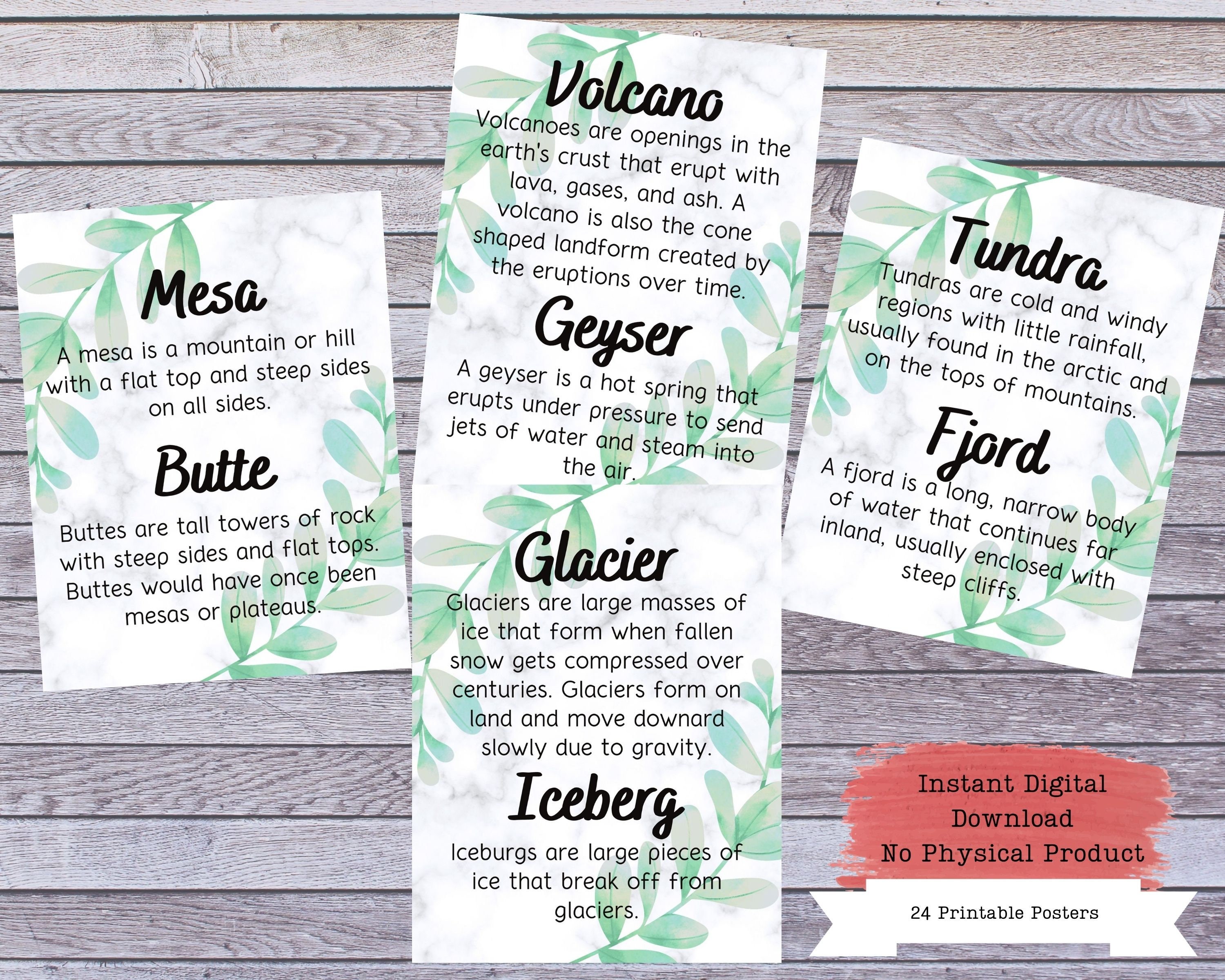 Geography Landforms Printable Poster Set, Geography Classroom Decor ...