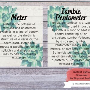 Poetry Terms Printable Poster Set, Literary Devices, Literature Poster ...