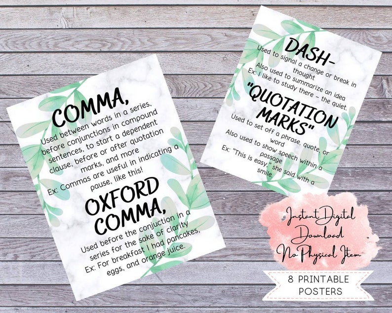 Printable ELA Poster Punctuation Poster English Teacher - Etsy