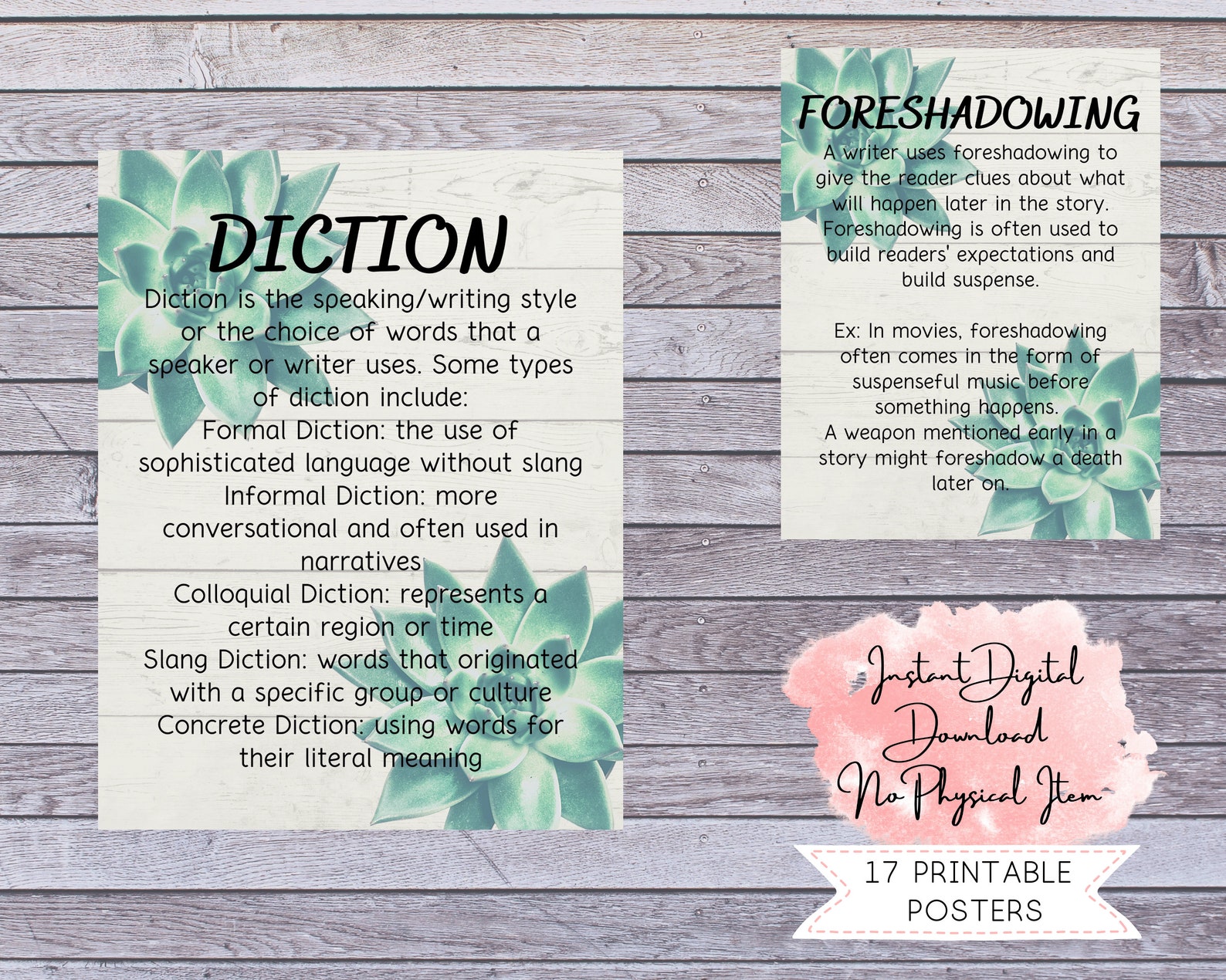 Literary Posters, Printable Poster Set, Literary Devices, Literature ...