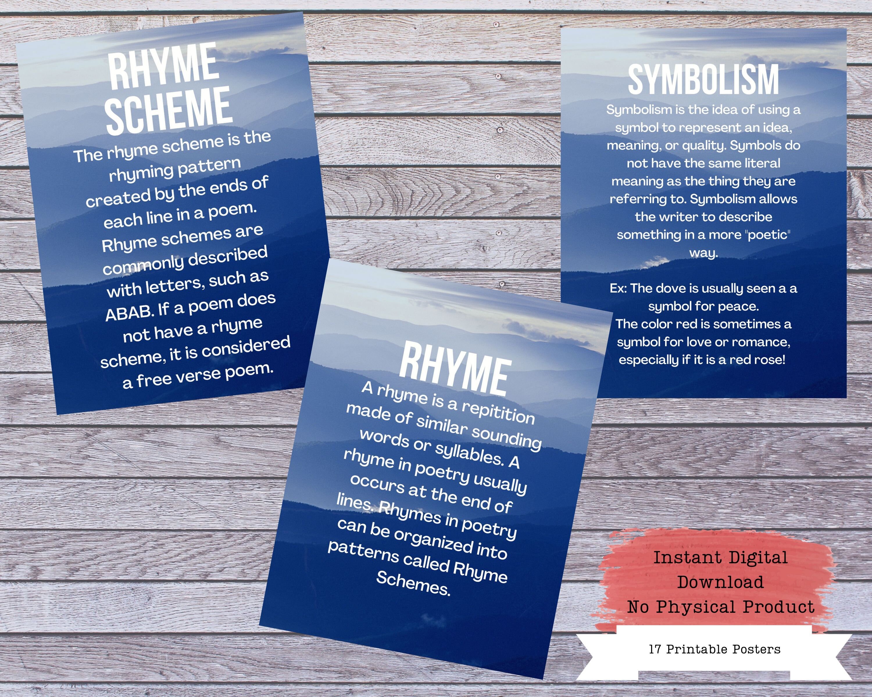 Poetry Printable Poster Set Literary Devices Literature - Etsy