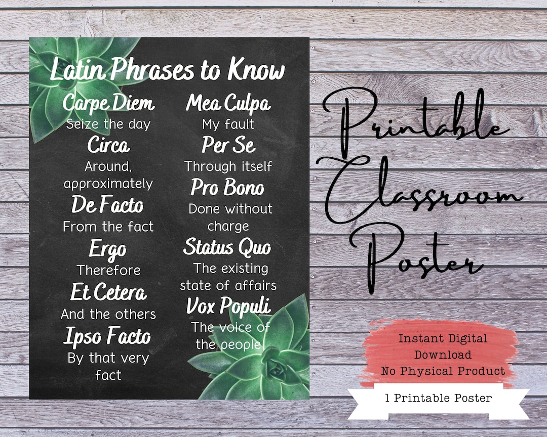 Latin Phrases, Latin Poster, Classroom Posters, Classroom Signs ...