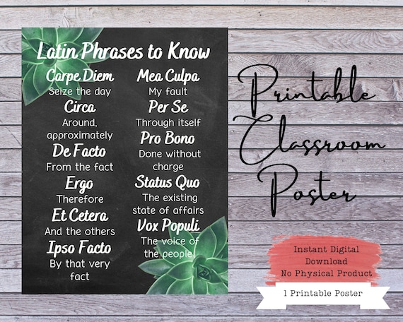 Latin Phrases Latin Poster Classroom Posters Classroom - Etsy