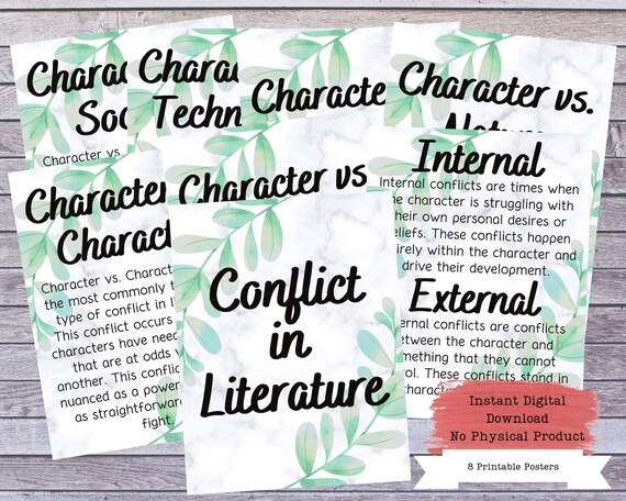 Conflict in Literature Printable Poster Set Literary Posters | Etsy