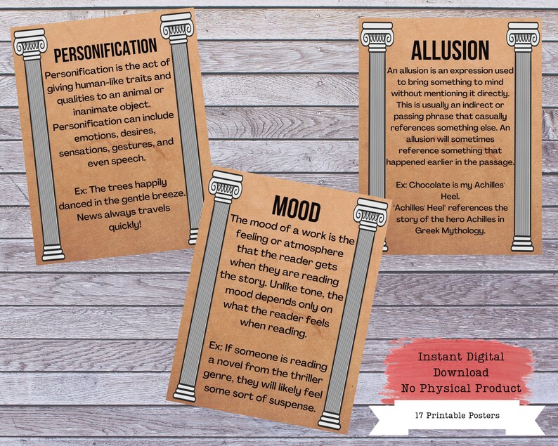 Printable Poster Set Literary Posters Literary Devices - Etsy