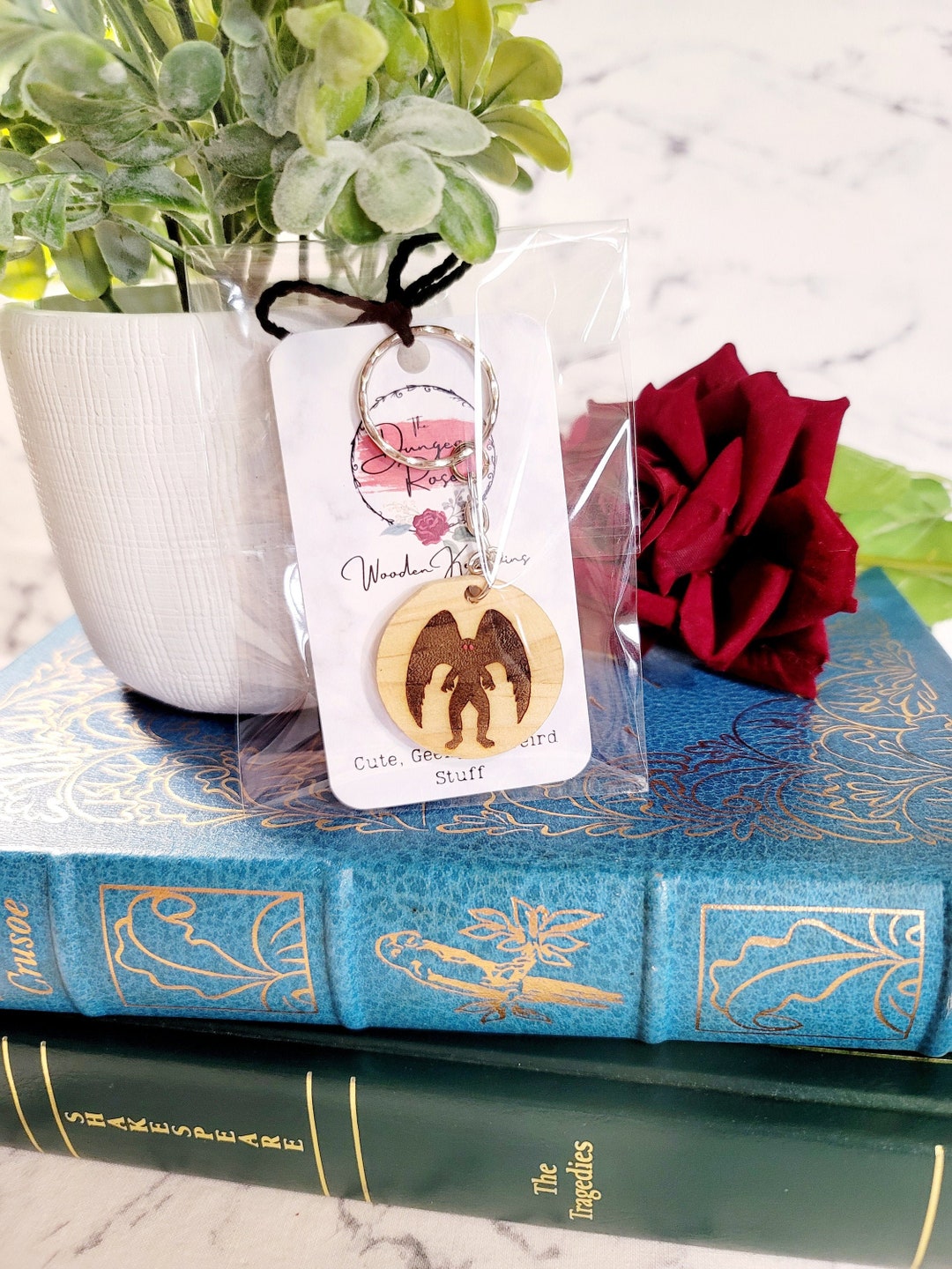 Mothman Keychain, Mothman Gifts, Mothman Accessories, Cryptid Keychain ...