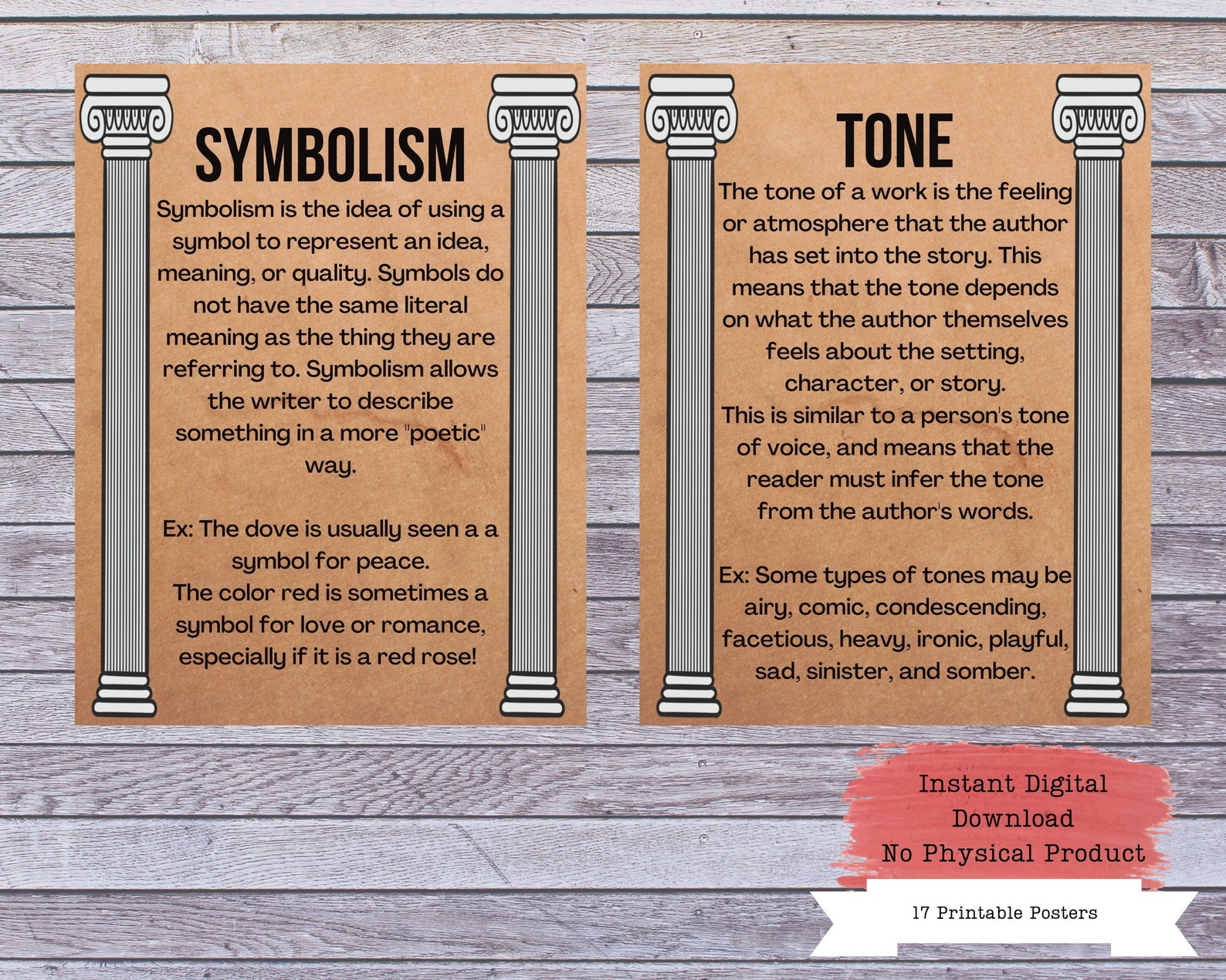 Poetry Printable Poster Set Literary Devices Literature - Etsy
