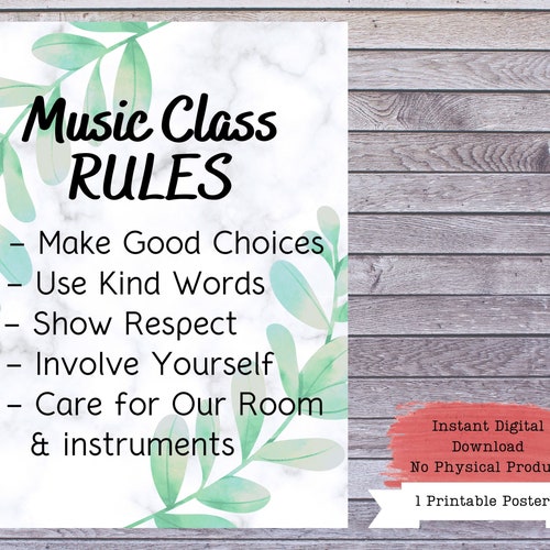 Music Teacher Classroom Printable Poster Classroom Decor - Etsy