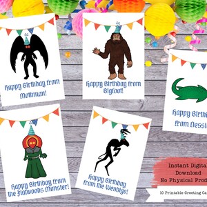 Cryptid Birthday, Birthday Card Set, Cryptid Cards, Cryptid Art ...
