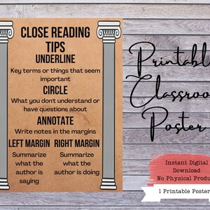 English Classroom Poster, English Teacher, Literature Poster, Reading ...