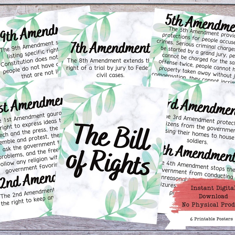 U.s. Constitution Amendments Poster - Etsy