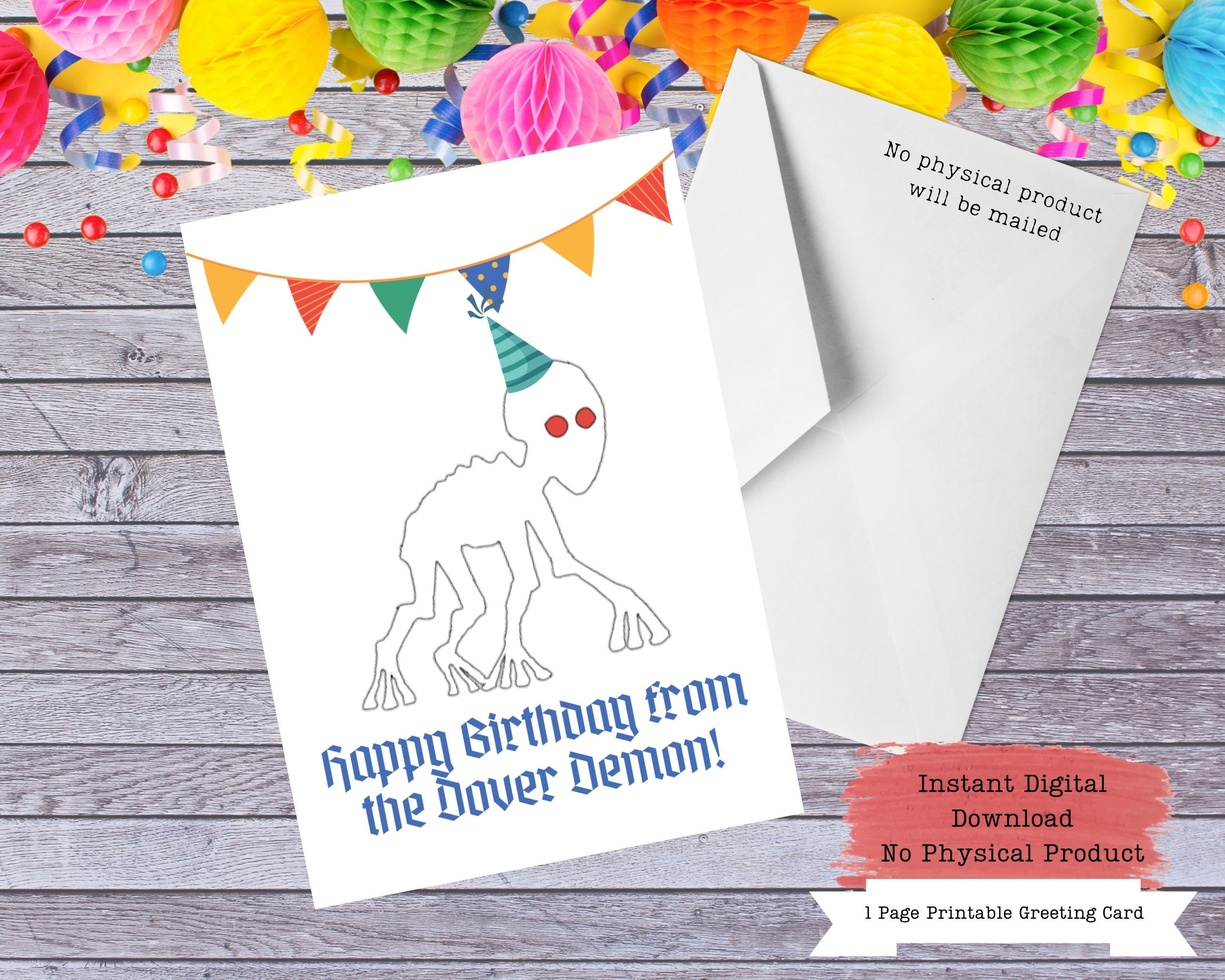 Dover Demon Cryptid Birthday Cryptid Cards Printable Cards | Etsy