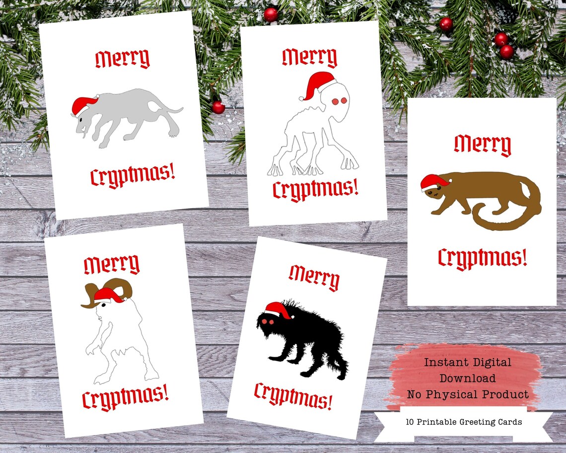 Merry Cryptmas Cryptid Christmas Cryptid Cards Christmas - Etsy