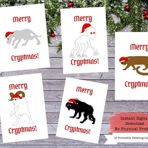 Merry Cryptmas, Cryptid Christmas, Cryptid Cards, Christmas Card Set ...