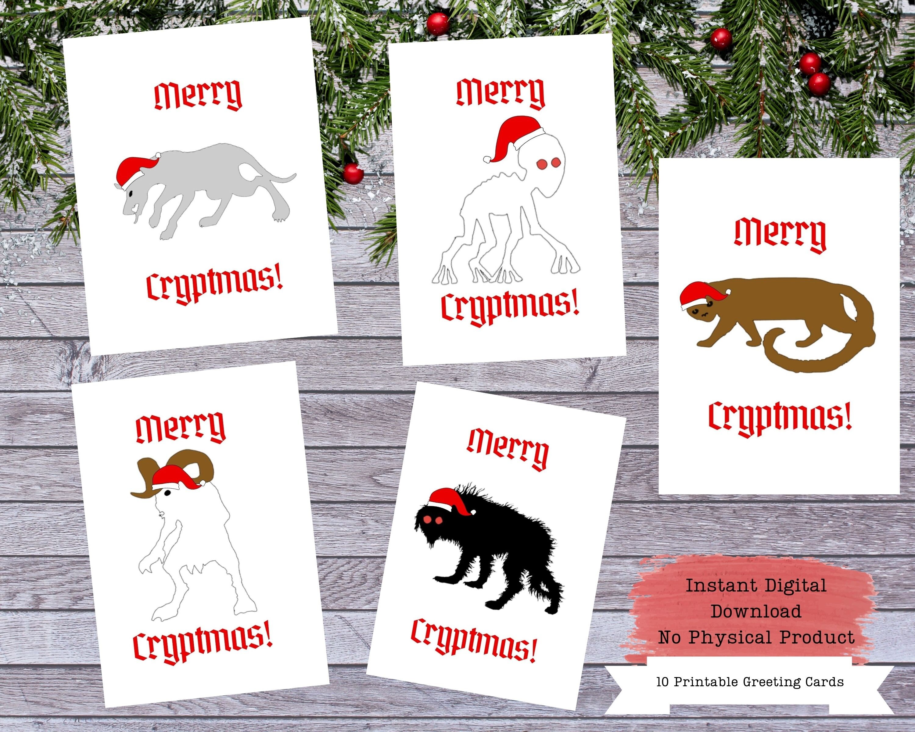 Merry Cryptmas Cryptid Christmas Cryptid Cards Christmas - Etsy