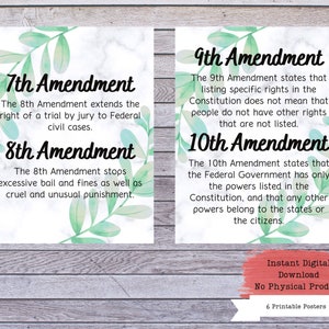 Bill of Rights Printable Poster Set, US Constitution Wall Art, US ...