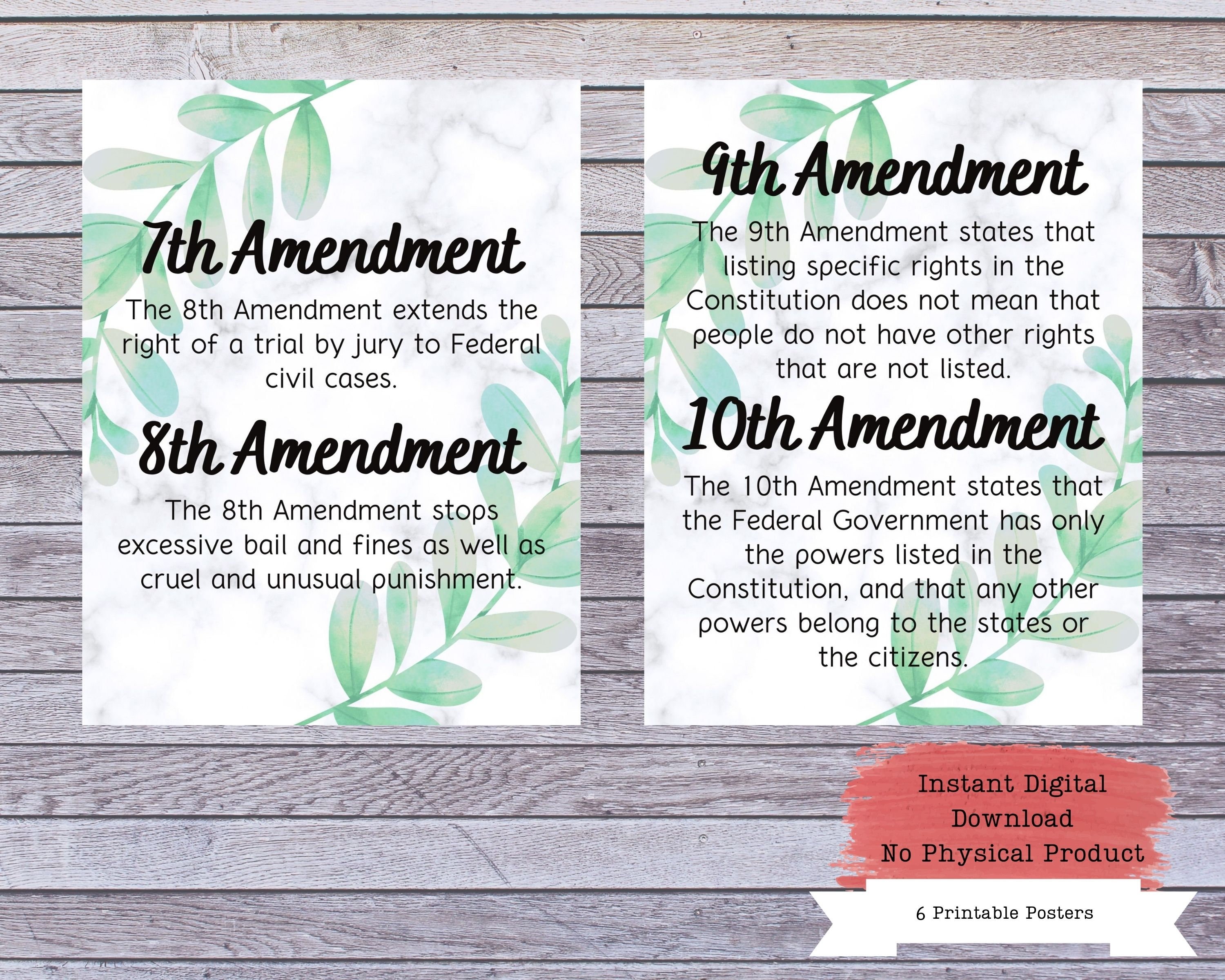 Bill of Rights Printable Poster Set US Constitution Wall Art - Etsy