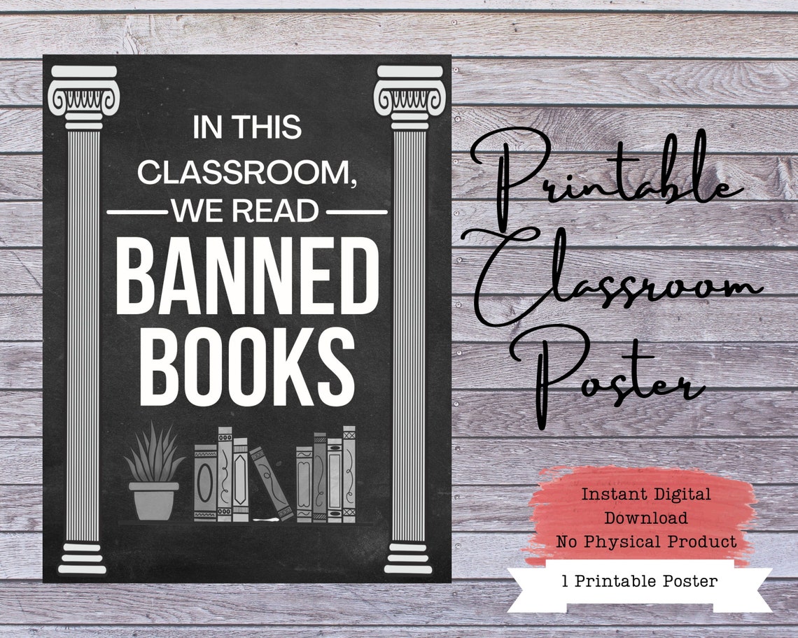 Banned Books Poster Banned Books Art Book Classroom Decor - Etsy
