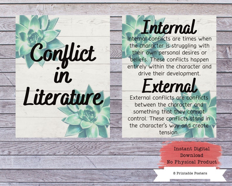 Conflict in Literature Printable Poster Set Literary Posters - Etsy