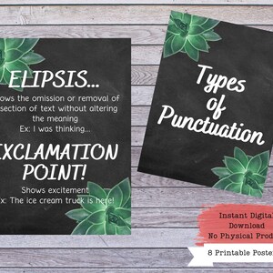 Printable ELA Poster, Punctuation Poster, English Teacher, Classroom ...