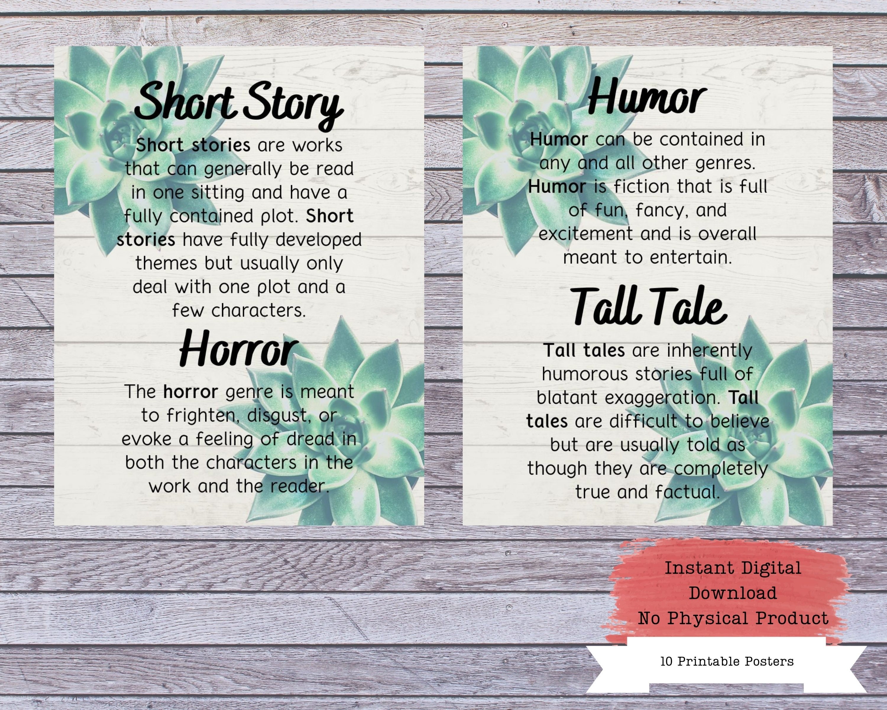 Fiction Literary Genres Printable Poster Set Literary - Etsy
