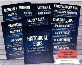 Historical Eras Printable Posters, History Timeline, World History ...