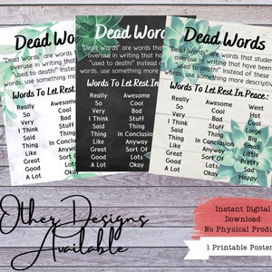 Dead Words in Writing Poster, Essay Writing, Essay Editing, Writing ...