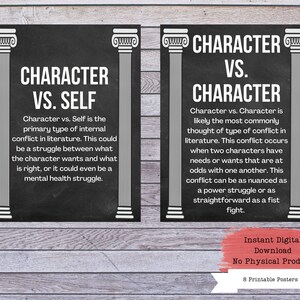 Conflict in Literature Printable Poster Set, Literary Posters ...