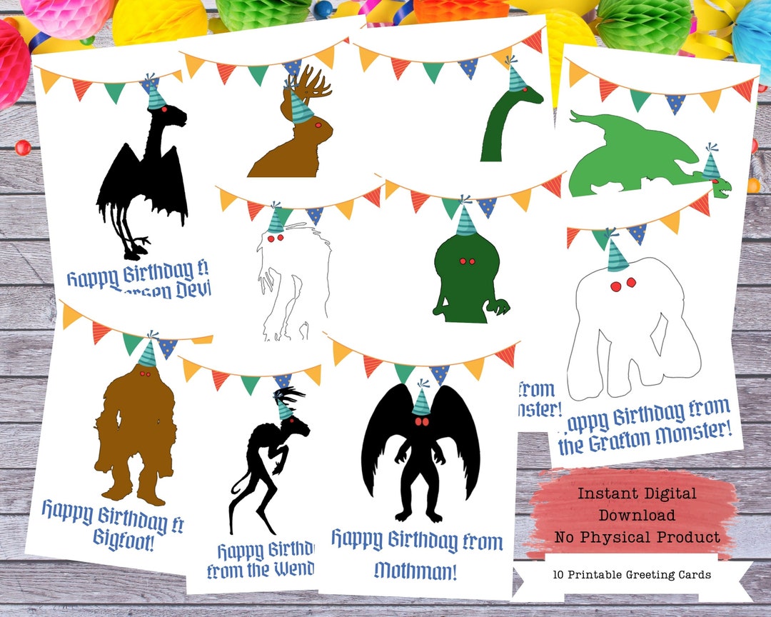 Cryptid Birthday Birthday Card Set Cryptid Cards Cryptid - Etsy