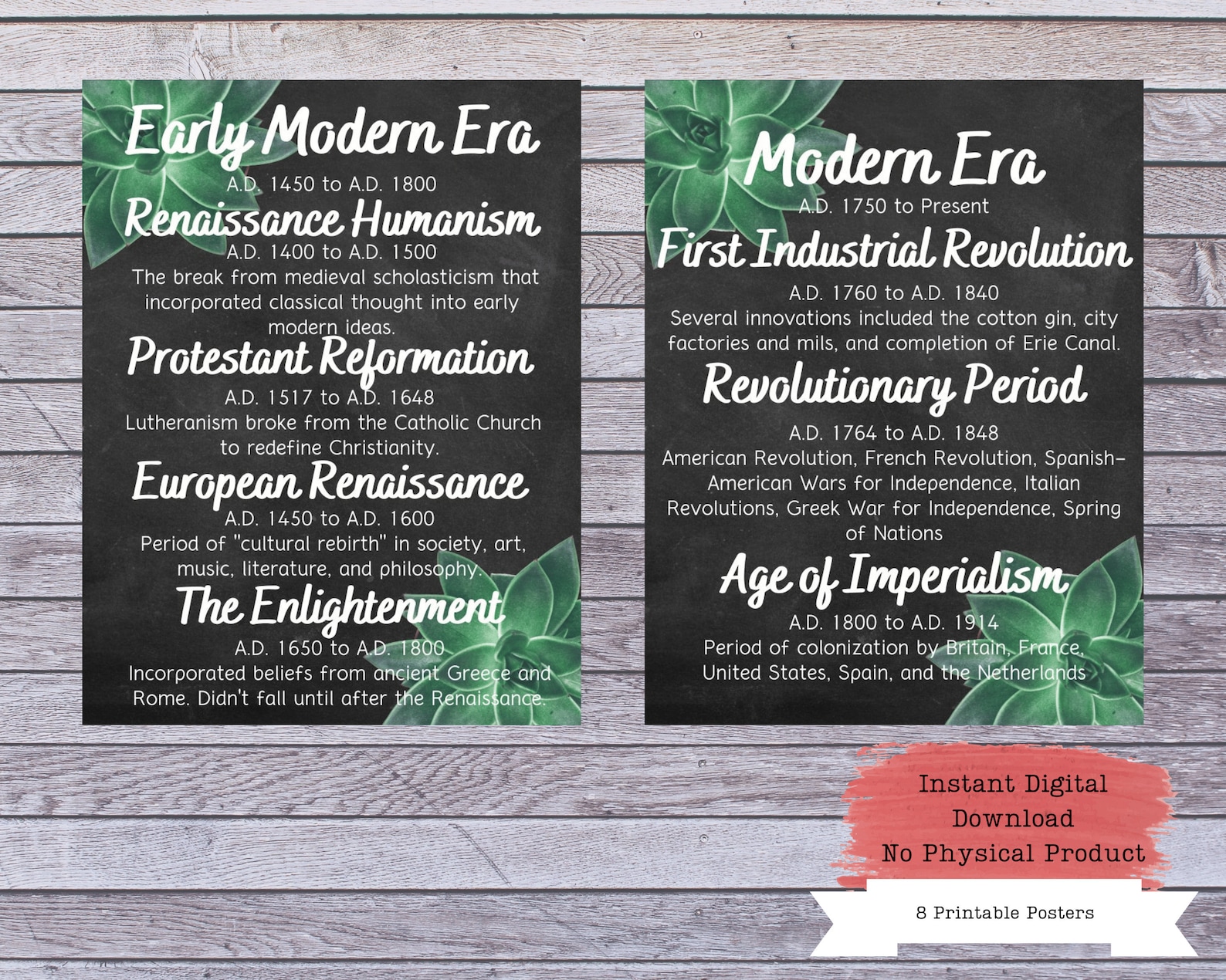 Historical Eras Printable Posters History Timeline World - Etsy