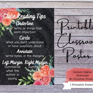 English Classroom Poster, English Teacher, Literature Poster, Reading ...