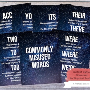 Printable Poster Set, English Posters, Classroom Decor, Grammar Poster ...