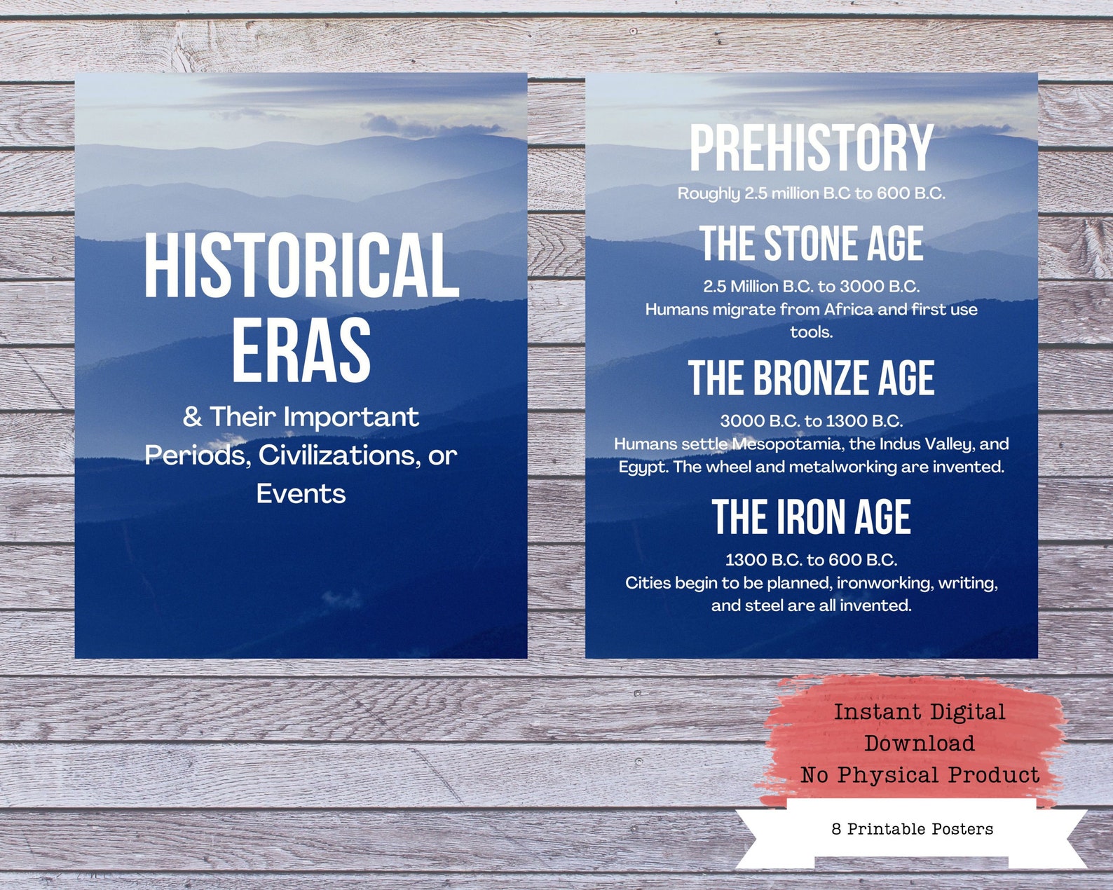 Historical Eras Printable Posters, History Timeline, World History ...