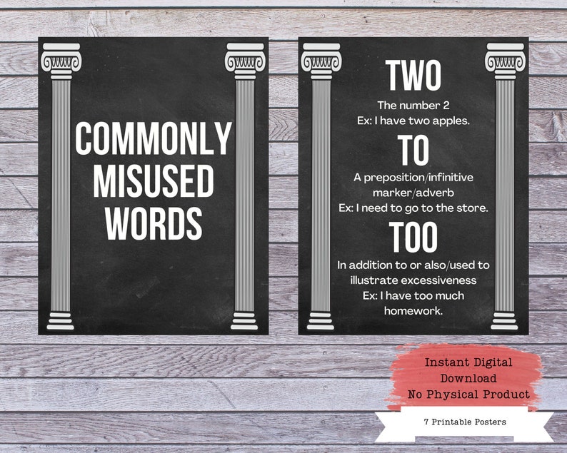 Printable Poster Set, English Posters, Classroom Decor, Grammar Poster ...