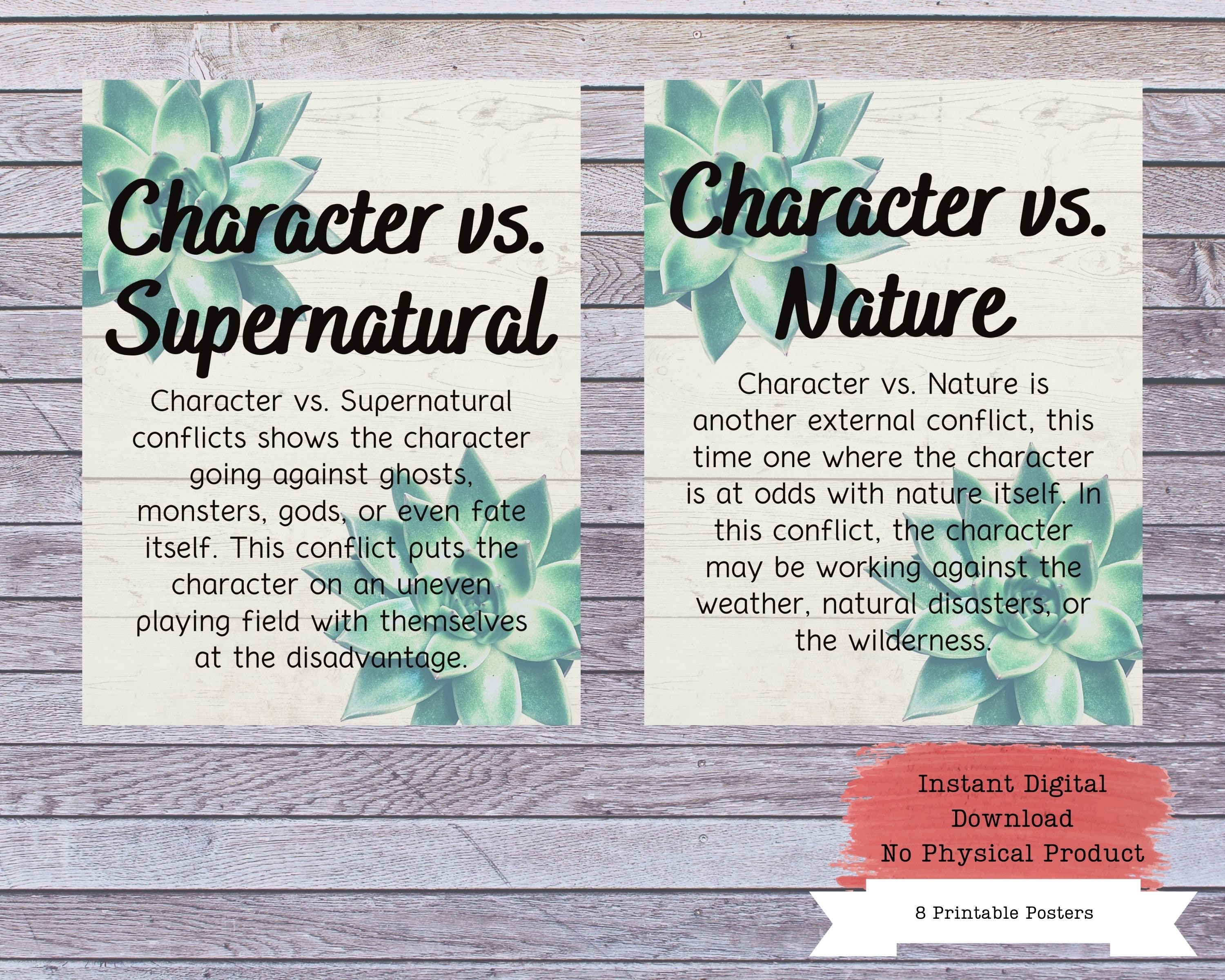 Conflict in Literature Printable Poster Set, Literary Posters ...