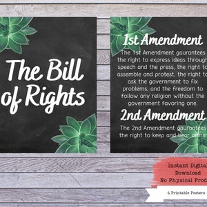 Bill of Rights Printable Poster Set, US Constitution Wall Art, US ...